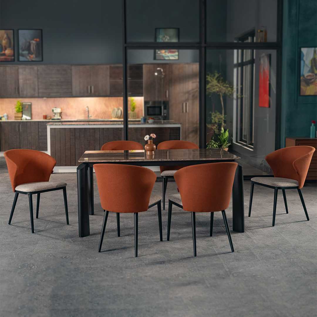 DINING SET | Lufira-232 and Pretentious-226 (6 Chair + 1 Table + 1 Granite) Dining Set | HATIL